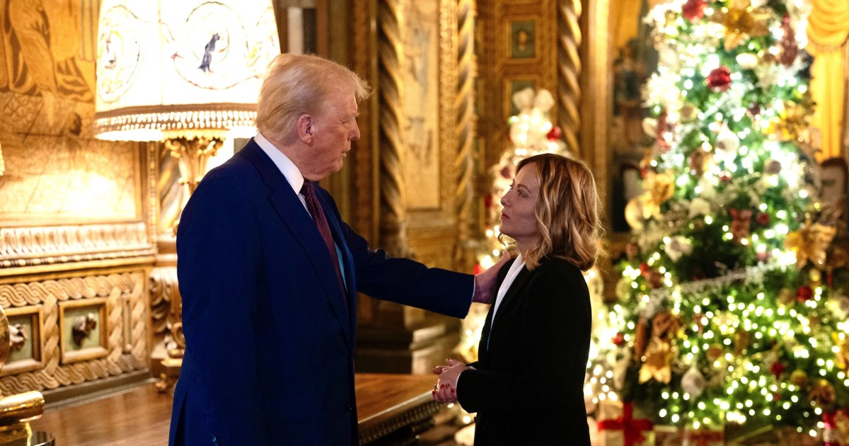 Trump makes appearance alongside Italian Prime Minister Meloni at Mar-a ...