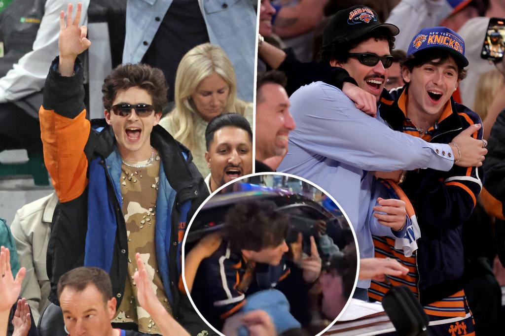 Timothée Chalamet Joins the Celebrations with Knicks Fans Outside ...