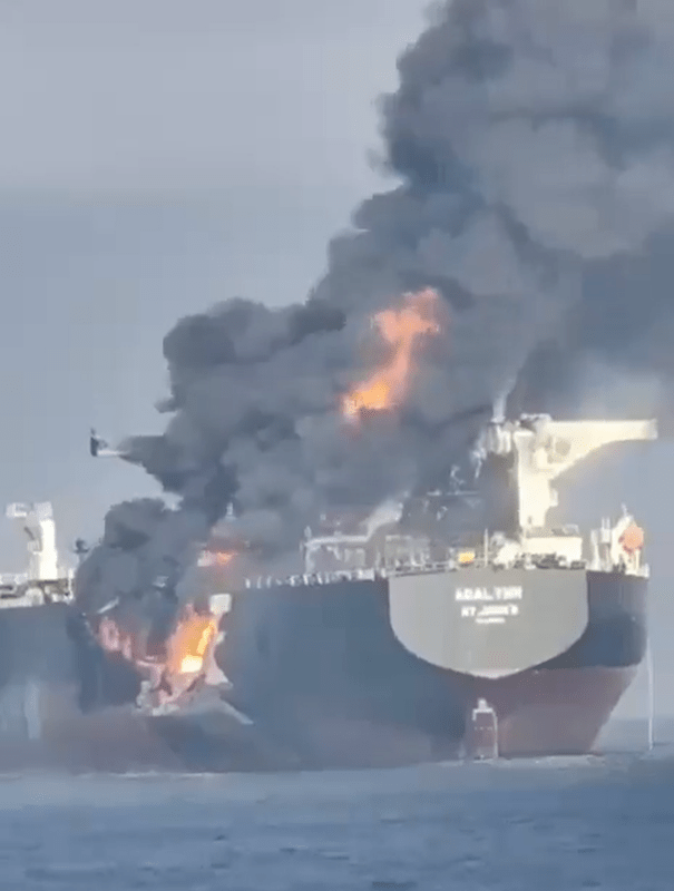 Massive Fire Erupts on Cargo Ship After Collision with Another Vessel ...