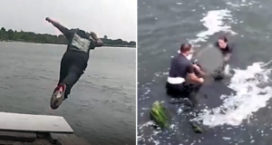 Female cop dives into water, tackles seasoned criminal, and secures ...