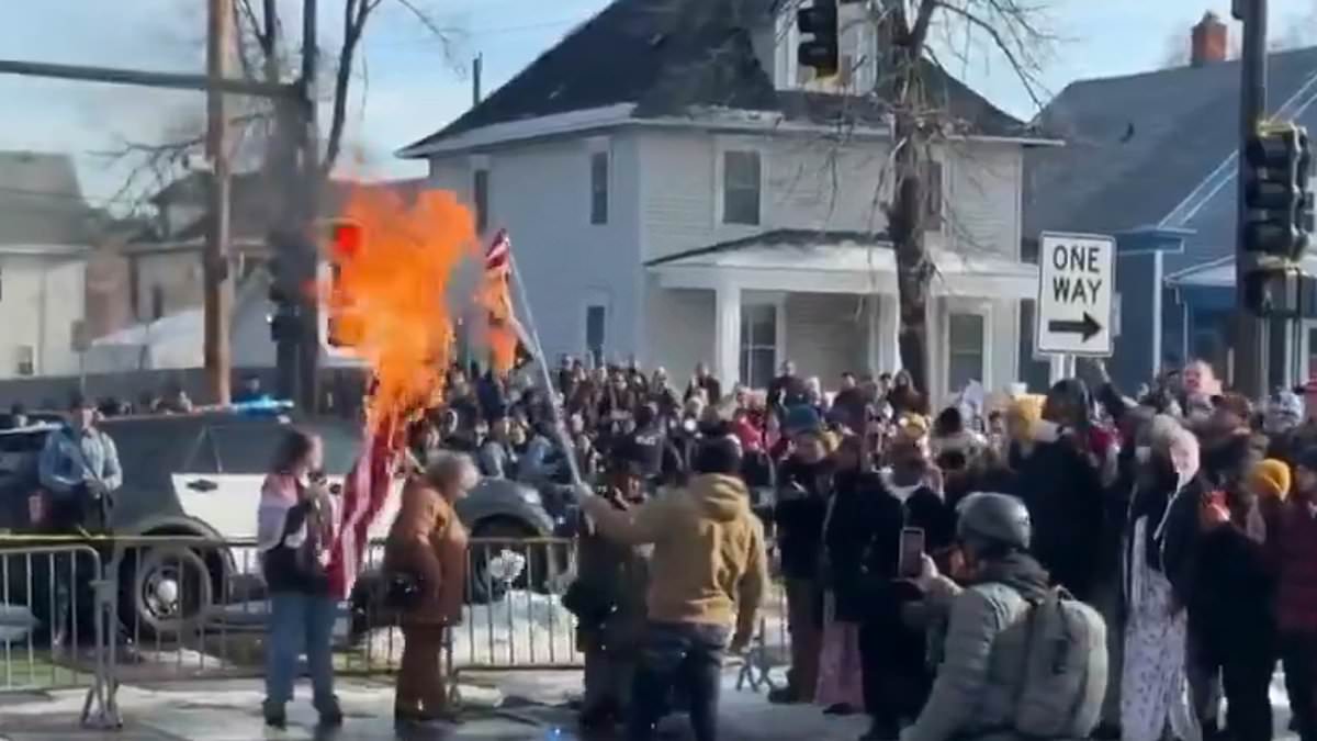 Minneapolis Erupts: Protesters Burn Flag Following Fatal ICE-Involved ...