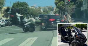 Dramatic Incident Captured: Driver Ejected from Three-Wheeler in ...