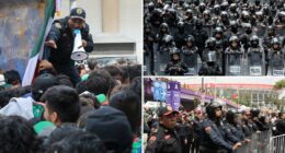 Demonstrators and Police Engage in Confrontation Outside Estadio Azteca ...